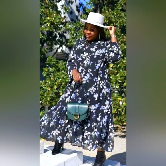 H&M | Dresses | Euc H M Floral Maxi Dress Modest Flowy Xxl | Poshmark